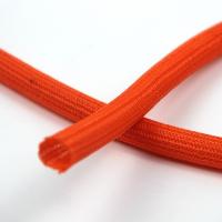 China Orange PET Self Wrapping Split Braided Sleeving For Wire Harnesses Protection for sale