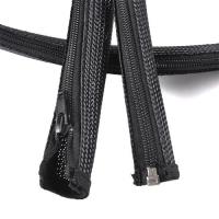 China PET Zipper Braided Sleeve Cable Organizer Tubing VW-1 Flame Resistant -50C to 150C for sale