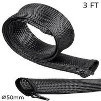China PET Zipper Braided Sleeve Cable Organizer Tubing VW-1 Flame Resistant -50C to 150C for sale