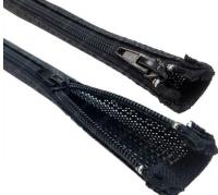 China Flexible Black PET Zipper Cable Sleeve - Temperature Range -50°C to 150°C, VW-1 Fire Rated Wire Protection for sale