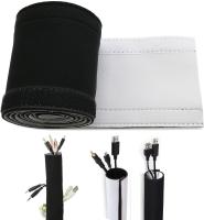 China Custom Neoprene Cable Management Sleeve Velcro Wire Wrap 2 Way Reversible Black White for sale