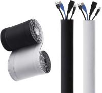 China Neoprene Velcro Cable Sleeve 130mm x 3m Flexible Braided Wire Covering for Cable Management for sale