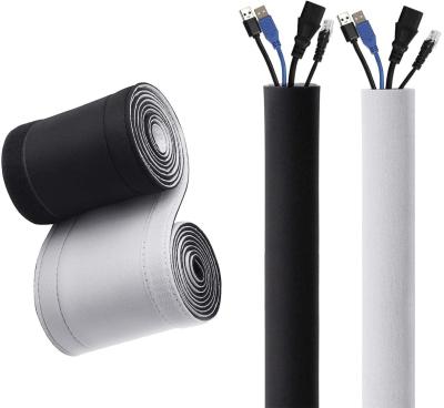 China Neoprene Velcro Cable Sleeve 130mm x 3m Flexible Braided Wire Covering for Cable Management for sale