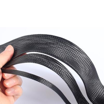 China PET 1 Inch Expandable Wire Sleeving UL94 V0 Flame Retardant 150C Abrasion Resistant for sale