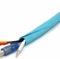 China Blue PET Self Wrapping Split Braided Sleeving 6-50mm Abrasion Resistant Cable Sleeve for sale