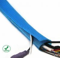 China Blue PET Self Wrapping Split Braided Sleeving 6-50mm Abrasion Resistant Cable Sleeve for sale