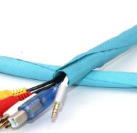 China Blue PET Self Wrapping Split Braided Sleeving 6-50mm Abrasion Resistant Cable Sleeve for sale