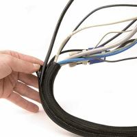 China Black PA6 PA66 PPS Self-Closing Braided Wire Wrap PET Sleeving 6-50mm ID with 150°C Temperature Rating for sale