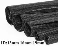 China Flameproof Self Wrapping Split Braided Sleeving 6-50mm ID VW-1 Rated Cable Protection for sale