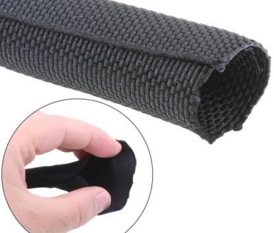 China 1 Inch Self Wrapping Split Braided Sleeving - VW-1 Flame Retardant, -50°C to 150°C Temperature Range for sale