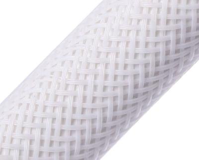 China White PET Expandable Braided Cable Sleeving 100mm for Vacuum Cleaner Hose Protection for sale