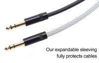 China White PET Expandable Braided Cable Sleeving 100mm for Vacuum Cleaner Hose Protection for sale
