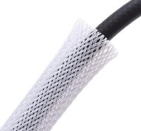 China White PET Expandable Braided Cable Sleeving 100mm for Vacuum Cleaner Hose Protection for sale