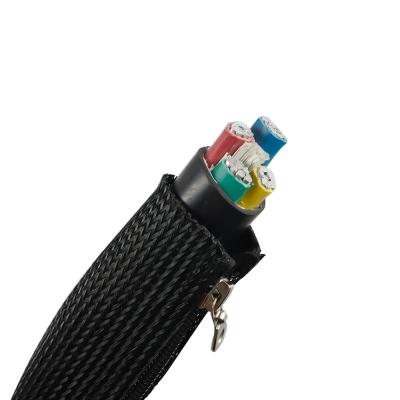 China PET Monofilament Zipper Cable Sleeve Braided Wrap Easy Installing Cable Organizer 150C for sale