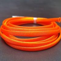 China Orange PET Expandable Braided Sleeve 1/4 to 3 Inch Abrasion Resistant Cable Sleeving for sale