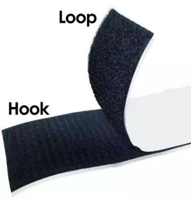 China Heavy Duty Black Velcro Sticky Back Tape Roll VW-1 Hook and Loop Tape Custom Size for sale