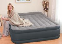 China Black Elevated Inflatable Bed with Built-in Electric Pump Eco Friendly PVC 0.3mm Flocking for sale