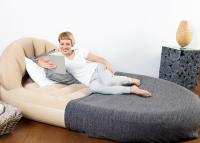 China King Size Low Round Inflatable Air Mattress Flocked PVC 13.6kg G.W. Customizable for sale
