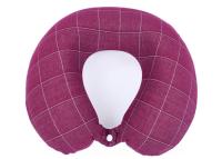 China Grey Color Crossline Pattern Memory Foam Neck Pillow Travel With Storage Bag for sale