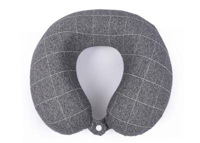 China Grey Color Crossline Pattern Memory Foam Neck Pillow Travel With Storage Bag for sale