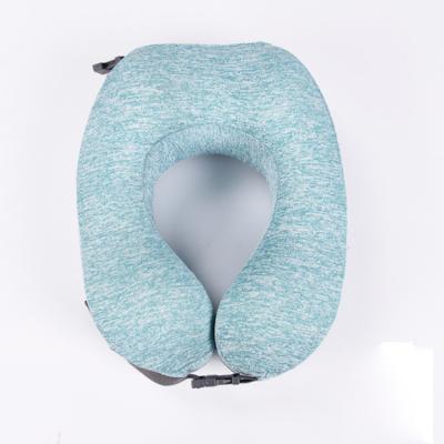 China Blue Memory Foam Baby Pillow Flat Head Travel Pillow 31x29.5x11.5cm for Airplane for sale