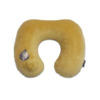 China Customized Button Press Travel Blue Inflatable Neck Pillow For Camping Trips for sale