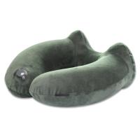 China Inflatable Travel Neck Pillow U Shape Airplane Blow Up Pillow with Washable Cover 17x11x3in for sale
