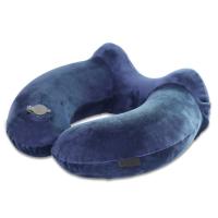 China Inflatable Travel Neck Pillow U Shape Airplane Blow Up Pillow with Washable Cover 17x11x3in for sale