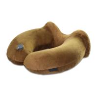 China Inflatable Travel Neck Pillow U Shape Airplane Blow Up Pillow with Washable Cover 17x11x3in for sale