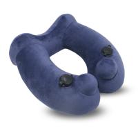 China Inflatable Travel Neck Pillow with Carrying Pouch 11.8x11.4x4.7in Blow Up Airplane Pillow for sale