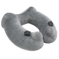 China Inflatable Travel Neck Pillow with Carrying Pouch 11.8x11.4x4.7in Blow Up Airplane Pillow for sale
