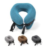 China Foldable Memory Foam Neck Pillow 31x32x13cm Travel U Shape Neck Support with Washable Cover for sale