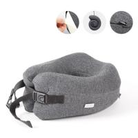 China Foldable Memory Foam Neck Pillow 31x32x13cm Travel U Shape Neck Support with Washable Cover for sale