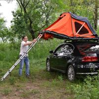 China 220G Polyester Canvas Car Roof Tent Lightweight Aluminum Alloy Frame 221x130x102cm for sale