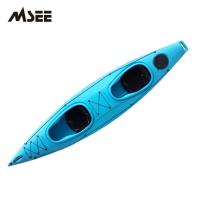 China LLDPE HDPE Fishing Kayak 4000x820mm 2 Person Stable Pedal Boat Spray Deck Blue for sale