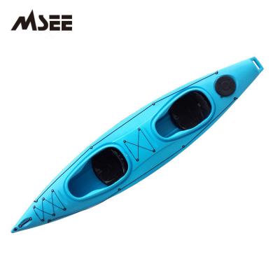 China LLDPE HDPE Fishing Kayak 4000x820mm 2 Person Stable Pedal Boat Spray Deck Blue for sale