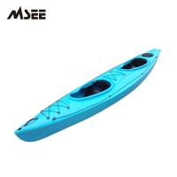 China LLDPE HDPE Fishing Kayak 4000x820mm 2 Person Stable Pedal Boat Spray Deck Blue for sale