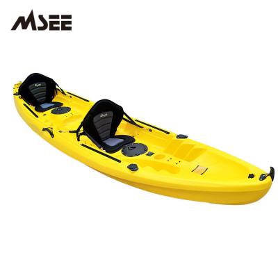 China Double Person Fishing Kayak 3900x880x420mm 2 Rod Holders Rotomolded LLDPE Canoe with Paddles for sale