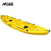 China Double Person Fishing Kayak 3900x880x420mm 2 Rod Holders Rotomolded LLDPE Canoe with Paddles for sale