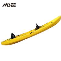 China Double Person Fishing Kayak 3900x880x420mm 2 Rod Holders Rotomolded LLDPE Canoe with Paddles for sale
