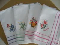 China Cute Floral Tea Towels With Embroidered Logo , Custom Printed Tea Towels for sale