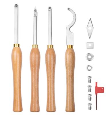 China Carbide Tipped Wood Turning Tools Lathe Set Rougher Detailer Finisher Swan Neck Hollower for sale