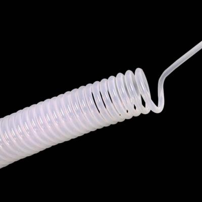 China Transparent Expandable FEP (F46) Spiral Coil Hose Corrosion-Resistant, Acid & Alkali Resistant, Flexible Air & Fluid Transfer Tubing (-70°C ~ 200°C) for sale