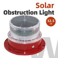 China FAA L-810 ICAO Type A/B Solar Tower LED Obstruction Light with 2W Panel and 250-Hour Operation for sale