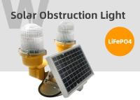 China ICAO Solar LED Double Flashing Red Beacon Light 10-200cd IP67 -45℃ to 70℃ Polycarbonate Lens for sale