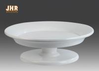 China Footed Glossy White Fiberglass Centerpiece Table Vases Flower Serving Bowl for sale