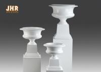 China Large Fiberglass Flower Pots Glossy White Modern Style for sale