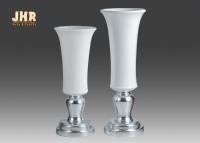China White Fiberglass Floor Vases Homewares Decorative Items Silver Leaf Footed Table Vases for sale
