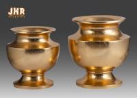 China Wedding Gold Leafed Fiberglass Centerpiece Table Vases Pot Shape Durable for sale