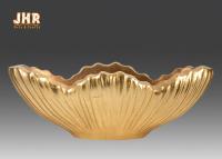 China Home Decor Gold Leaf Fiberglass Decoration Table Vase Flower Serving Bowl for sale